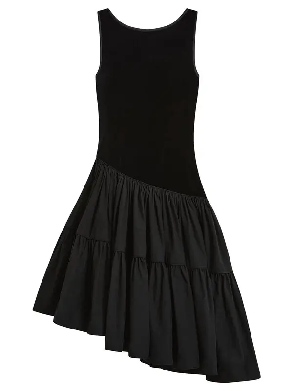 Posse Dean Drop-waist Velvet Midi Dress - Black