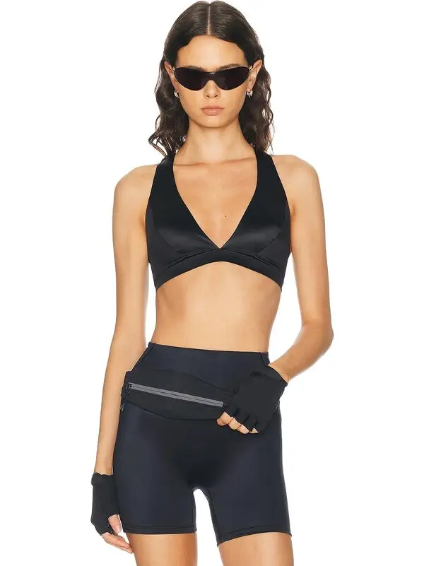 NIKESKIMS Shine Halter Neck Bra In Black - Obsidian