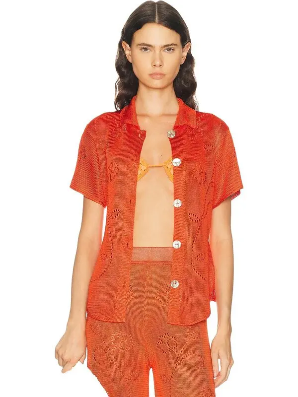 Calle Del Mar Short Sleeve Shirt - Tomato