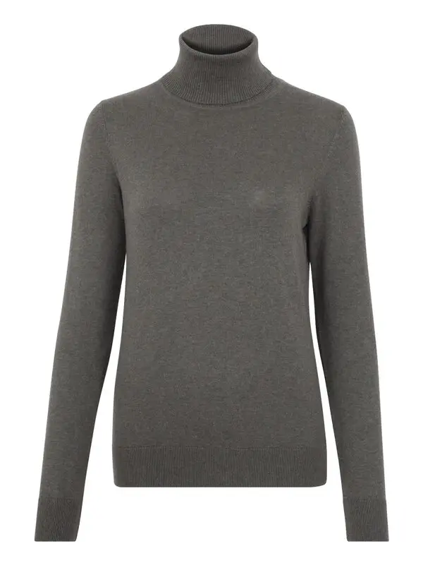 PAUL JAMES KNITWEAR Ultra Fine Cotton Roll Neck Long Sleeve Jumper - Green