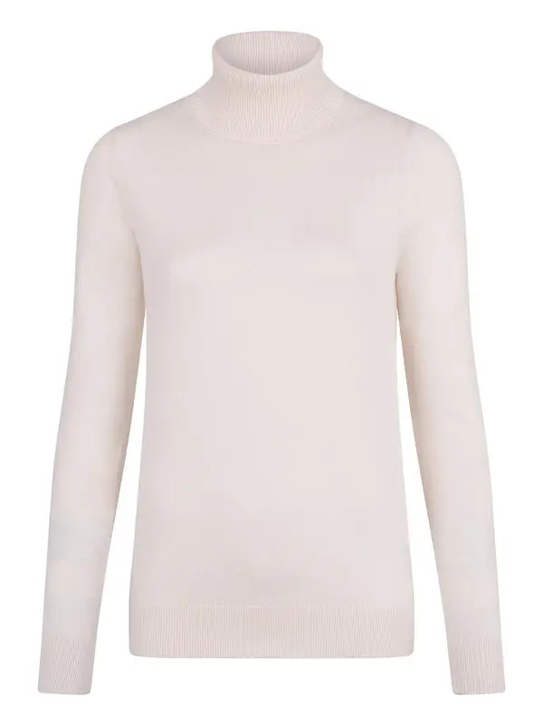 PAUL JAMES KNITWEAR Ultra Fine Cotton Terri Roll Neck Long Sleeve Jumper - White