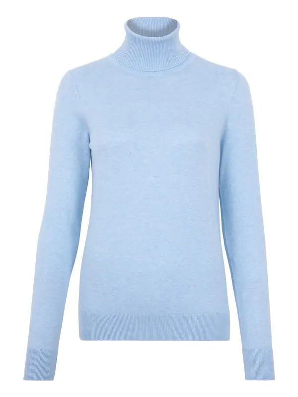 PAUL JAMES KNITWEAR Ultra Fine Cotton Terri Roll Neck Long Sleeve Jumper - Silver
