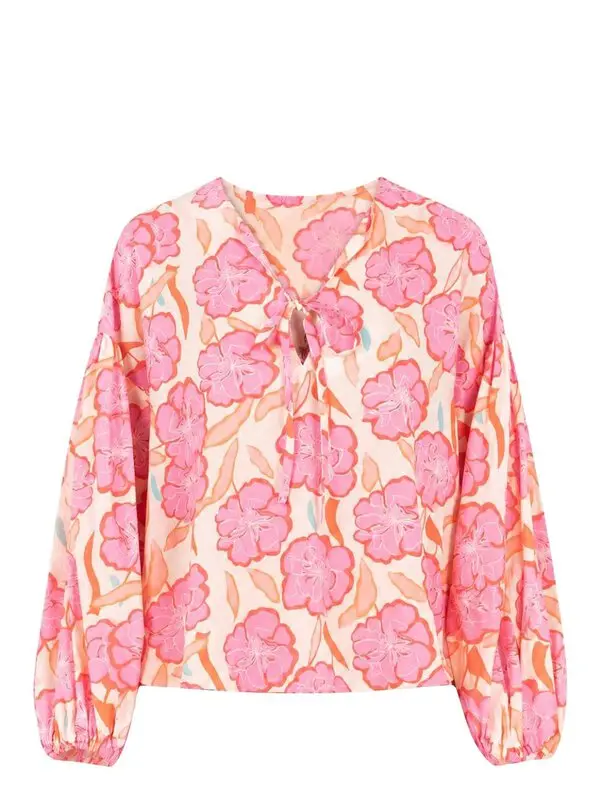 Carmen Says Marigold Floral Print Blouse - Pink