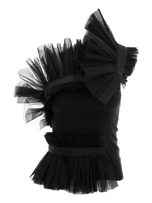 SILVIA SERBAN Detachable Ruffle Top - Black