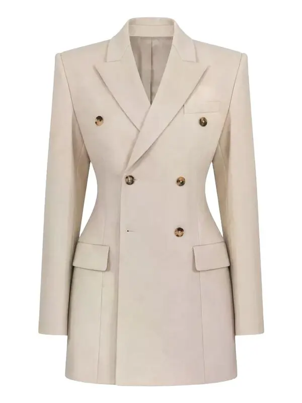 Wardrobe.NYC Double-breasted Contour Blazer - Neutrals