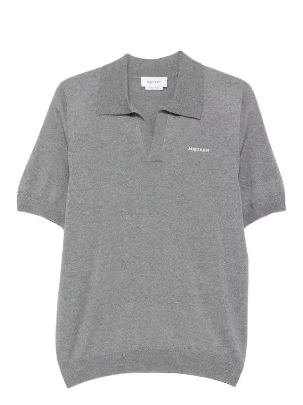 Alexander McQueen Logo-embroidered Short-sleeve Top - Grey