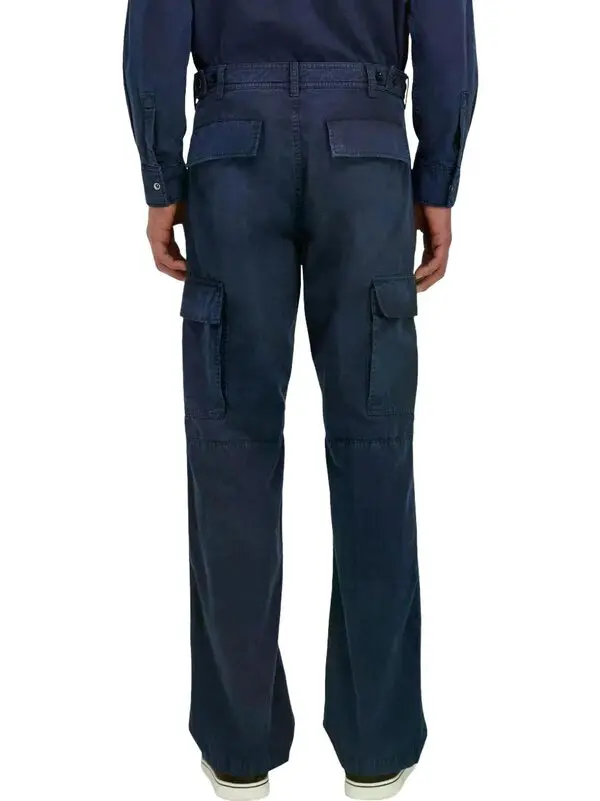 FERRAGAMO Washed Cotton And Silk Cargo Trousers - Blue