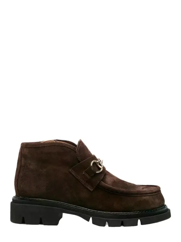 SERGIO MORETTI FIRENZE Horsebit Detail Suede Ankle Boots - Brown