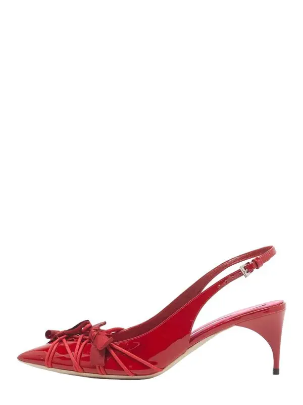 N°21 Lace-up Detail Pointed-toe Kitten Heel Slingback Pumps - Red