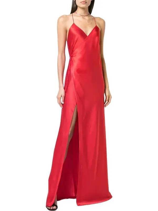 Michelle Mason Strappy Wrap Gown - Red