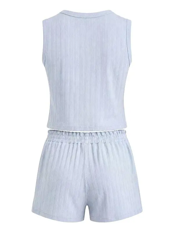 Polo Ralph Lauren Ribbed Knit Logo Pajamas - Blue