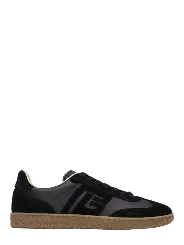 Balmain Swan Leather And Suede Trainers - Black