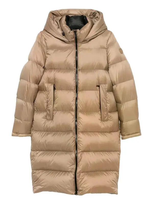 SERGIO MORETTI FIRENZE Zip-up Hooded Puffer Coat - Neutrals
