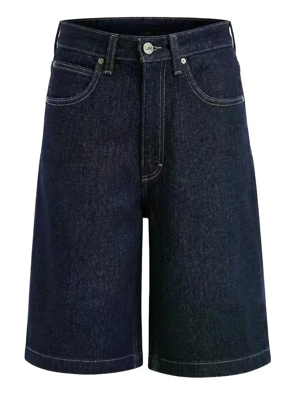LEEM Denim Shorts With Contrast Stitching - Blue