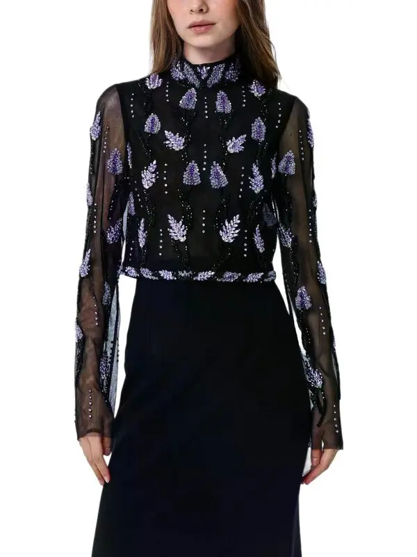 DINA MELWANI Amethyst Embroidered Maxi Dress - Black
