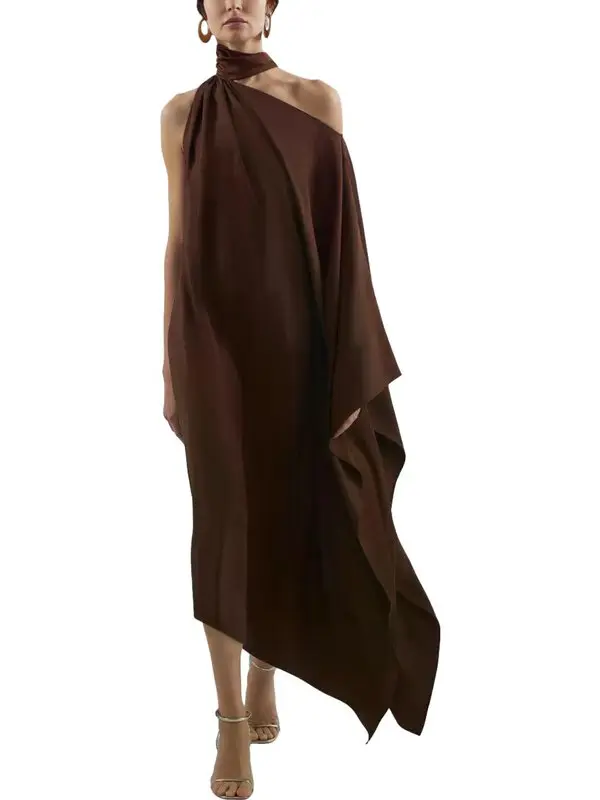 TALLER MARMO Asymmetric Midi Dress - Brown