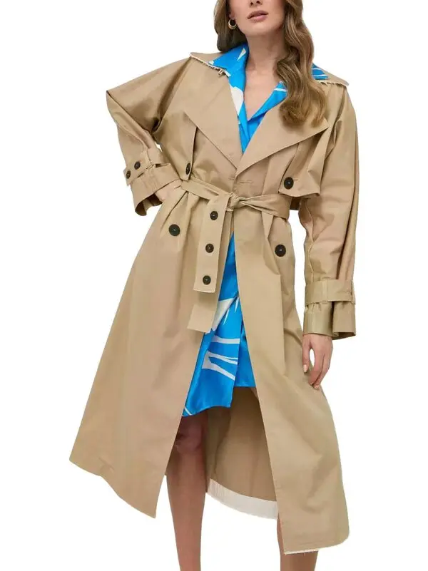 Beatrice B Double-breasted Frayed-edge Trench Coat - Neutrals
