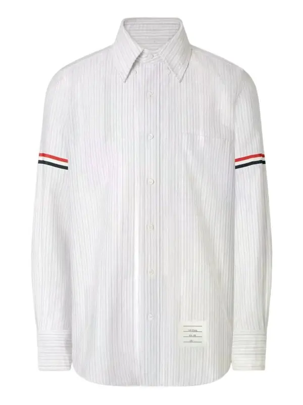Thom Browne Madras Oxford Striped-armband Shirt - Grey