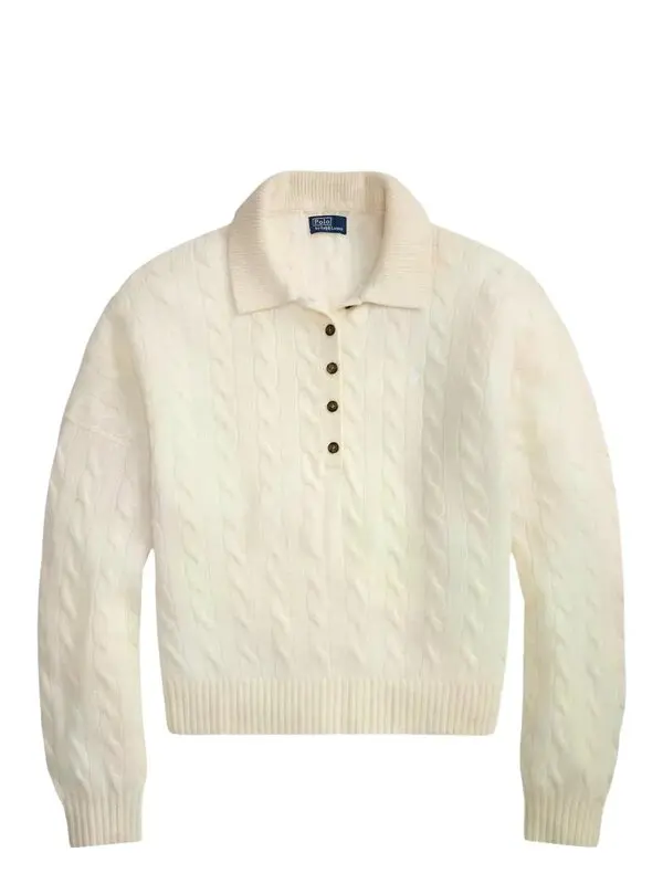 Polo Ralph Lauren Cable Knit Polo Sweater - Neutrals