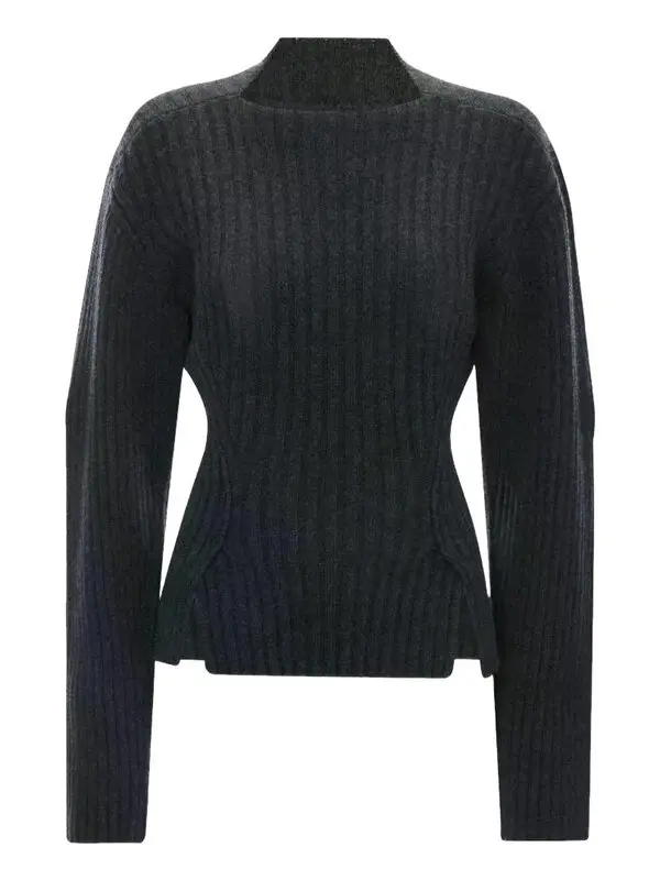 Victoria Beckham Ribbed Merino Wool Sweater - Grey