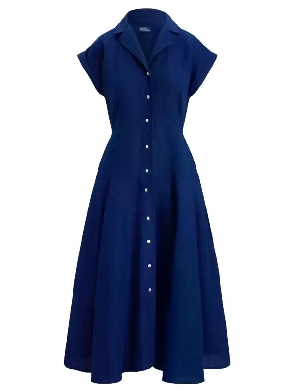 Polo Ralph Lauren A-line Linen Shirt Dress - Blue