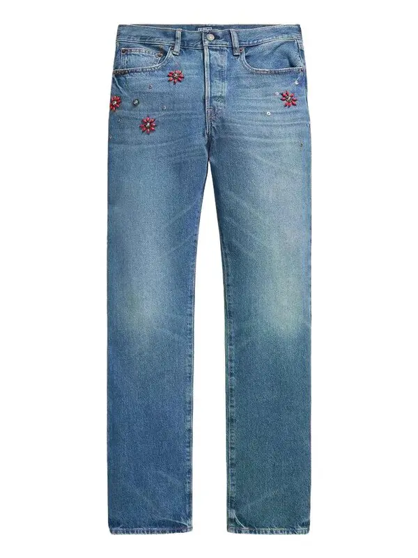 Polo Ralph Lauren Bead-embellished Straight-leg Jeans - Blue