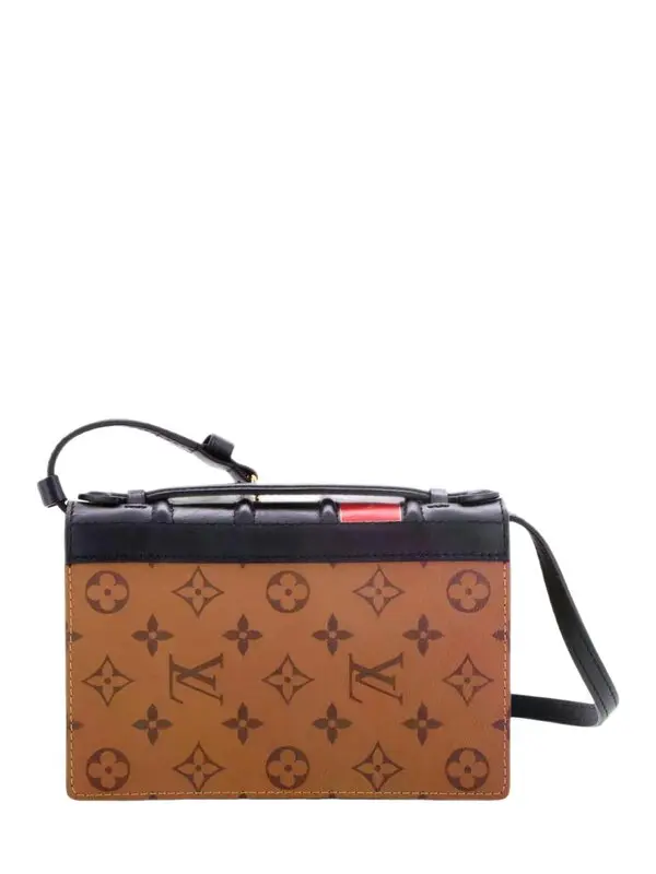 LOUIS VUITTON Book Chain Wallet Reverse Monogram Canvas Satchel - Black