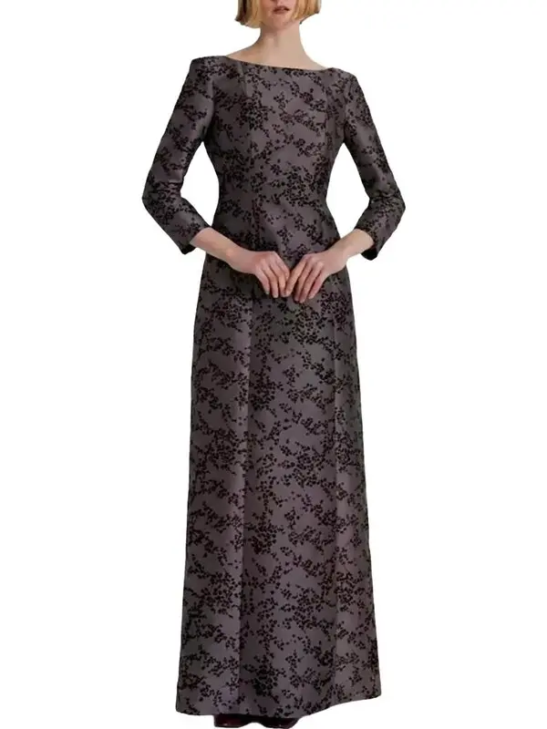 Alberta Ferretti Floral Print Maxi Dress - Grey