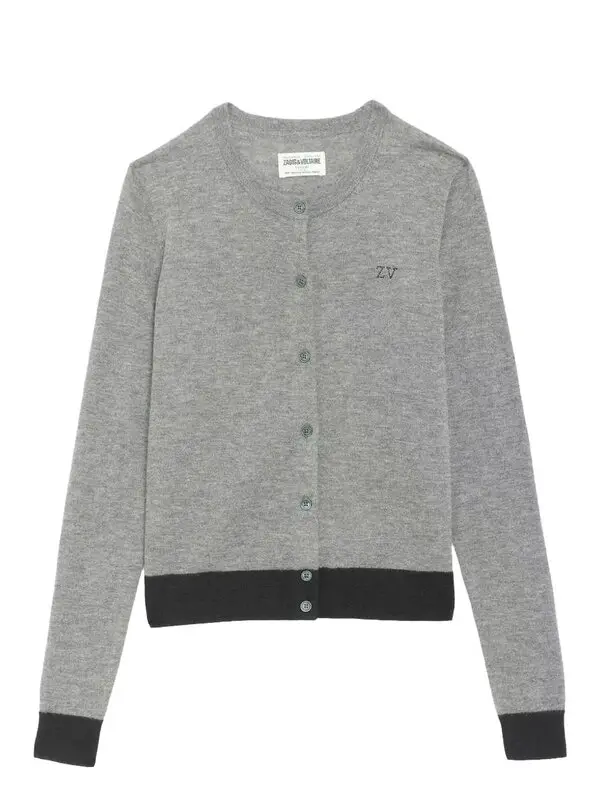 Zadig&Voltaire Missya Embroidered Cashmere Cardigan - Grey