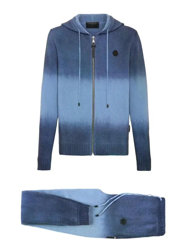 Philipp Plein Gradient Effect Jacket Trousers Set - Blue