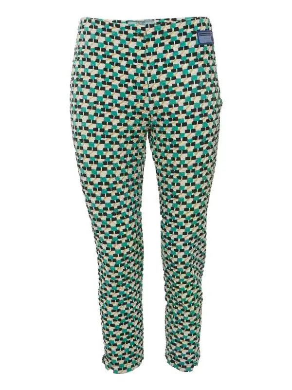 Prada Geometric Textured Crepe Trousers - Neutrals
