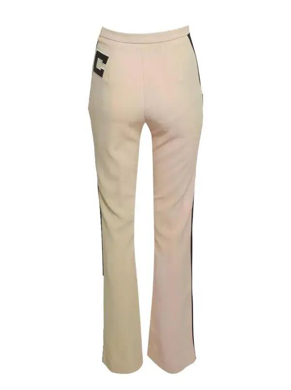 Elisabetta Franchi Side Stripe Logo Patch Trousers - Neutrals