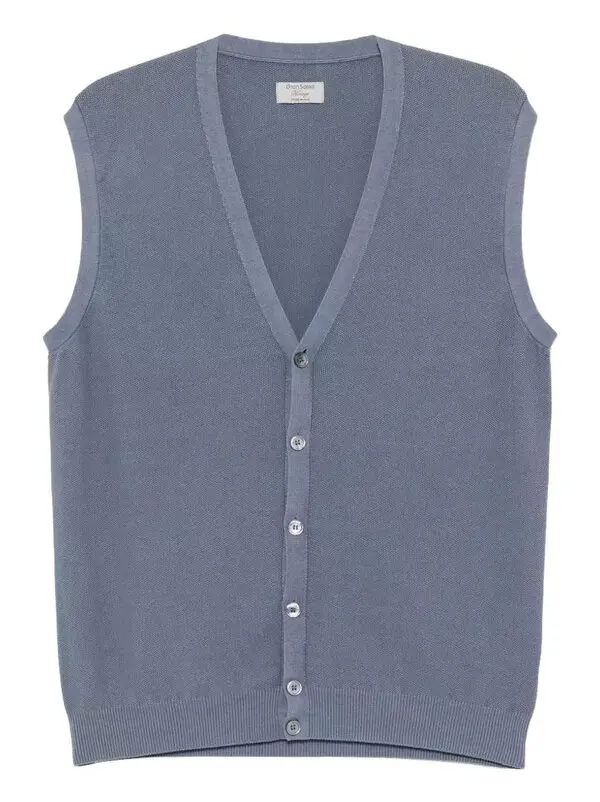 GRAN SASSO V-neck Button-up Vest - Blue