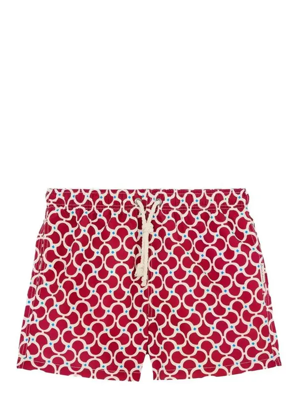 GASSA D AMANTE Nora Geometric-print Swim Shorts - Red