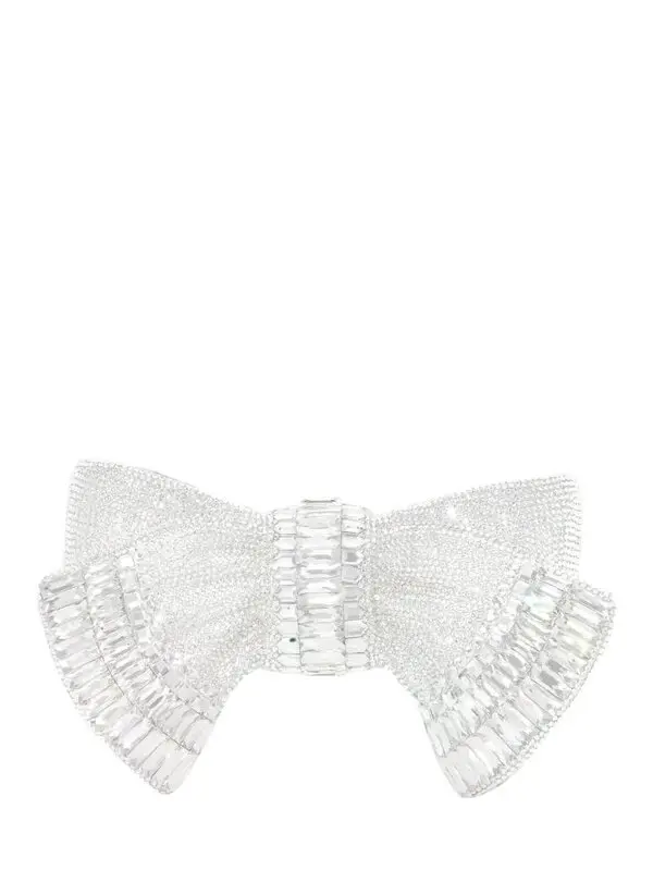 Judith Leiber Crystal Embellished Bow Clutch Bag - Silver