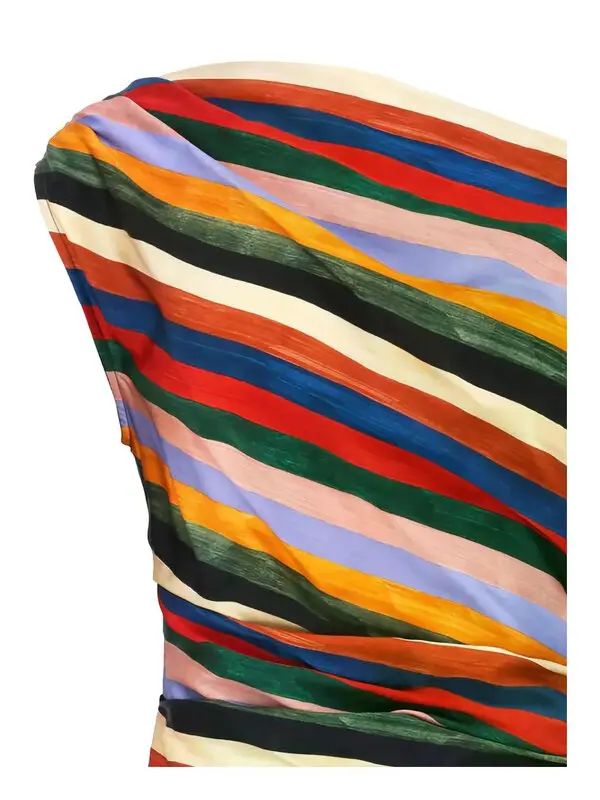 Staud Phare Striped Silk Top - Red