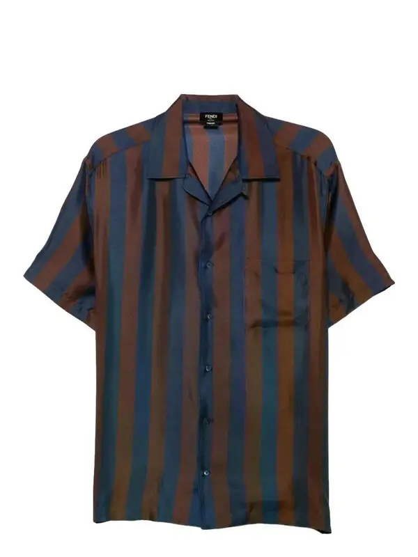 Fendi Striped Silk Shirt - Blue