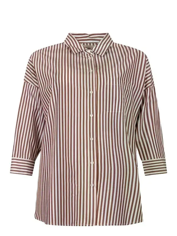 Max Mara Striped Cotton Shirt - Brown