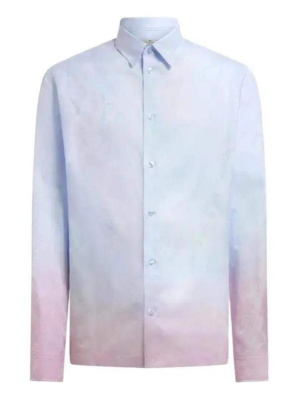 Etro Faded Paisley-motif Cotton Shirt - Blue