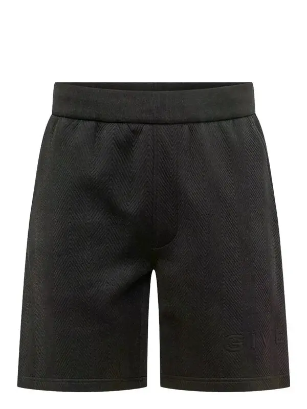 Givenchy Logo Embroidered Herringbone Shorts - Black