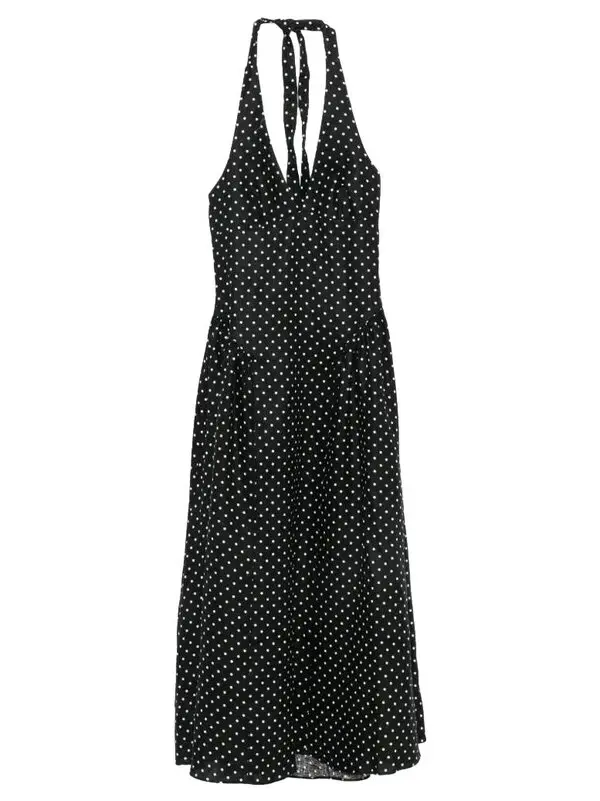 Faithfull The Brand La Cala Polka-dot Midi Dress - Black