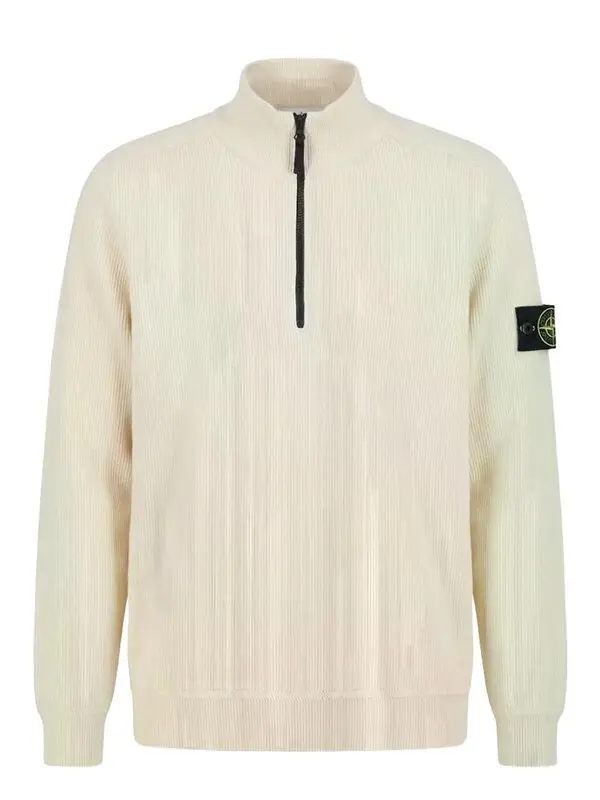 Stone Island Compass Patch Half-zip Sweater - Neutrals