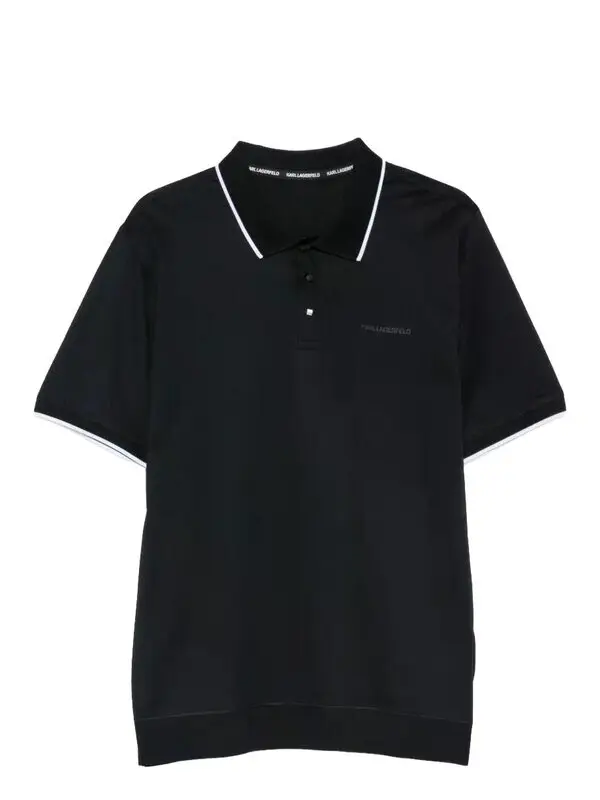 Karl Lagerfeld Logo-print Tipped-collar Polo Shirt - Blue