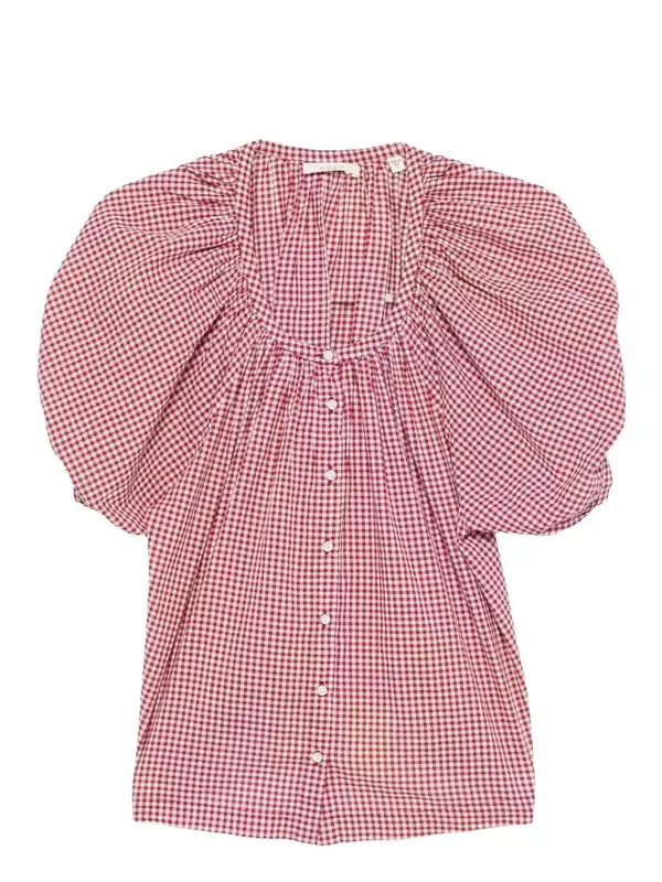 DÔEN June Blouse /white Check - Red