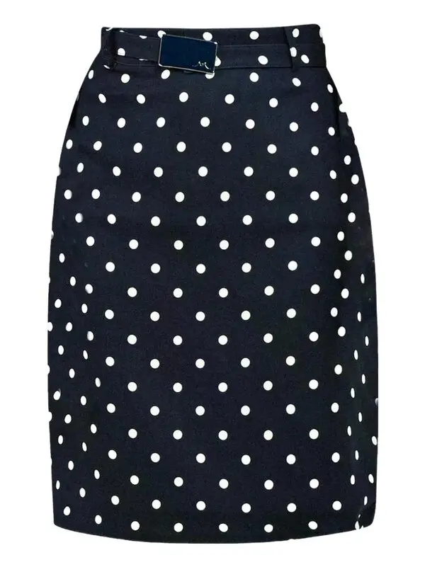 ROWEN ROSE Polka-dot Belted Skirt - Blue