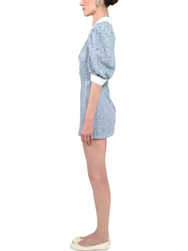 ROWEN ROSE Lace Puff-sleeve Dress - Blue