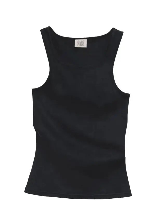 NORMFORM Distressed Square-neck Tank Top - Black