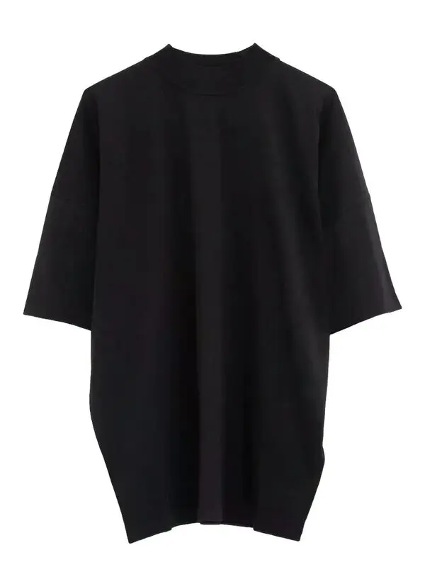 JIL SANDER Drop-shoulder Mock-neck T-shirt - Black