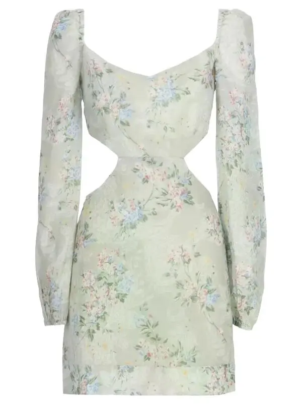 MC2 SAINT BARTH Jara Floral-print Cut-out Mini Dress - Green