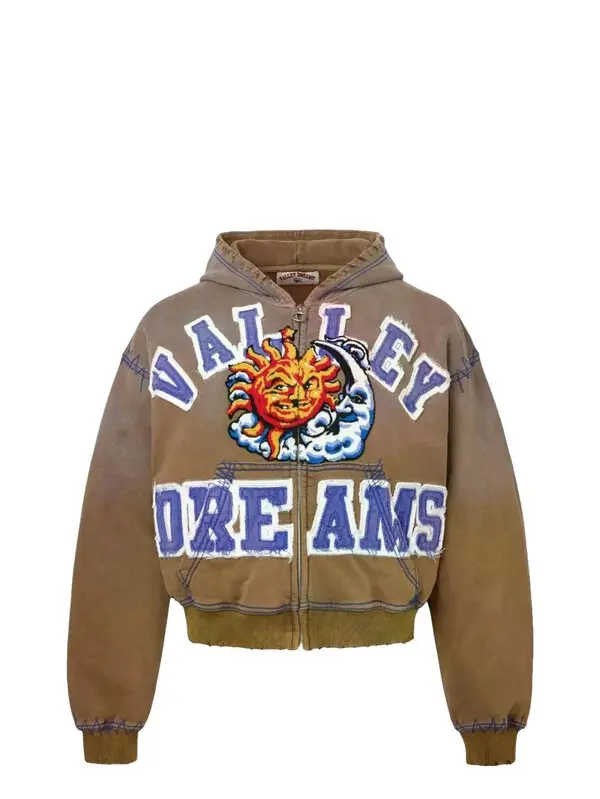 VALE FOREVER Sunny Graphic-patchwork Zip-up Hoodie - Brown